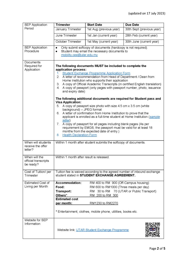 UTAR Student Exchange Programme in June 2024 trimester - Center for ...